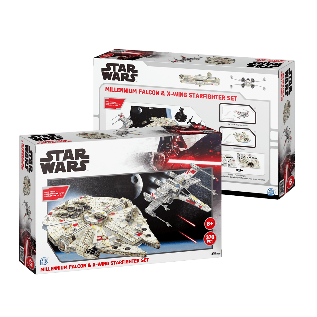 Star Wars Millennium Falcon and X-Wing Star Fighter Set | 4D Puzzle ...